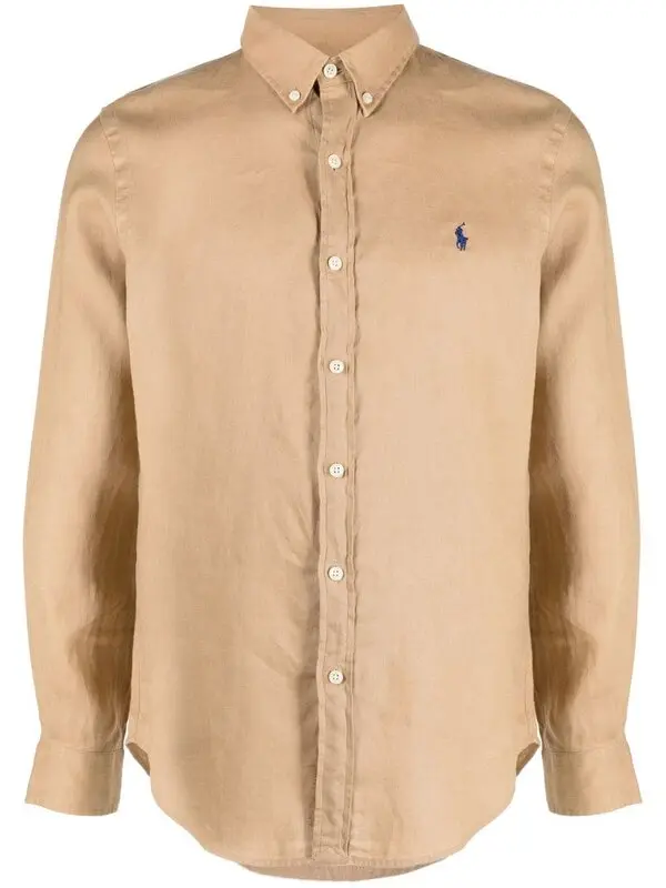 Polo Ralph Lauren Logo-embroidery Linen Shirt - Brown