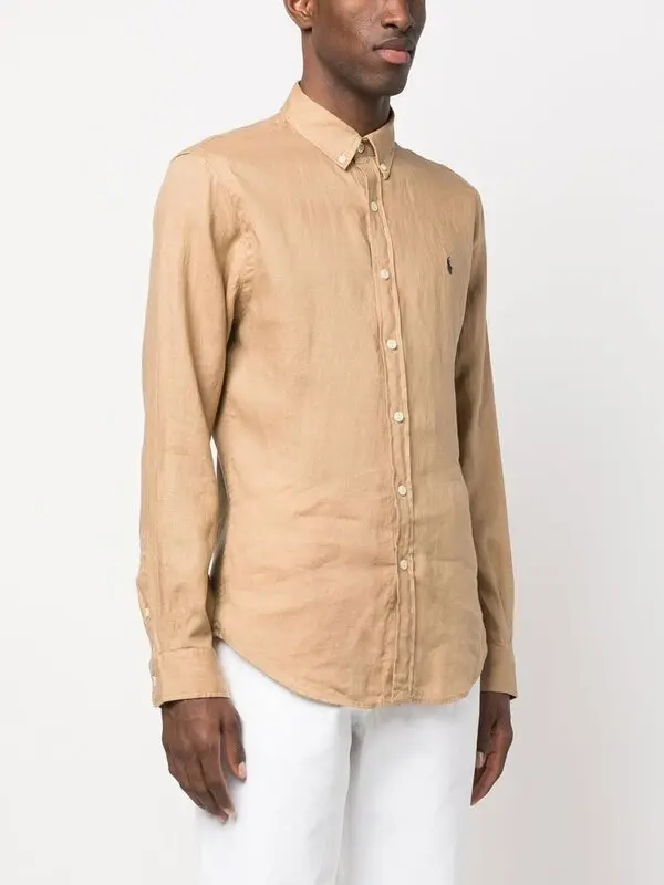 Polo Ralph Lauren Logo-embroidery Linen Shirt - Brown