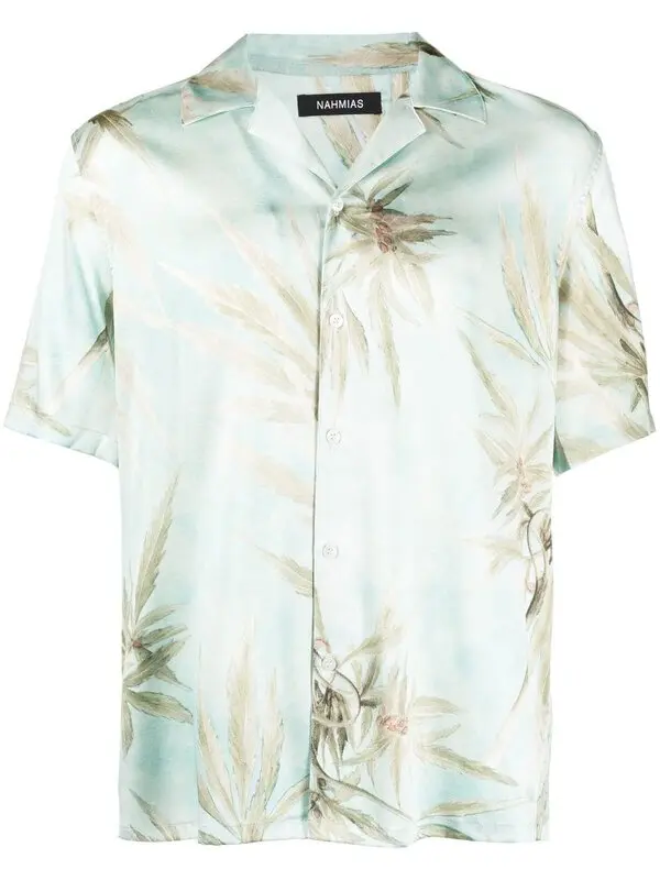 NAHMIAS Palm Tree-print Bowling Shirt