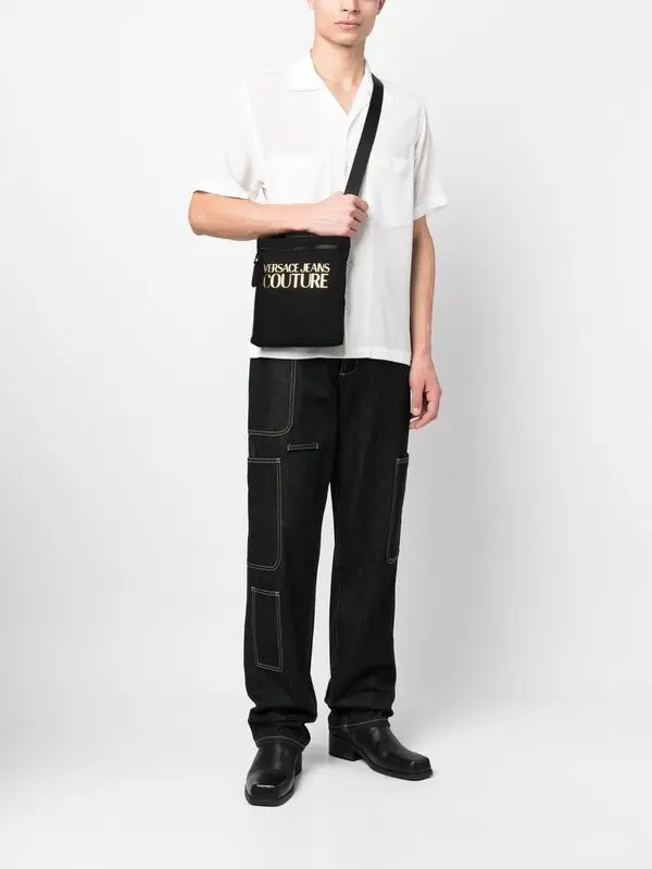 Versace Logo-plaque Messenger Bag - Black