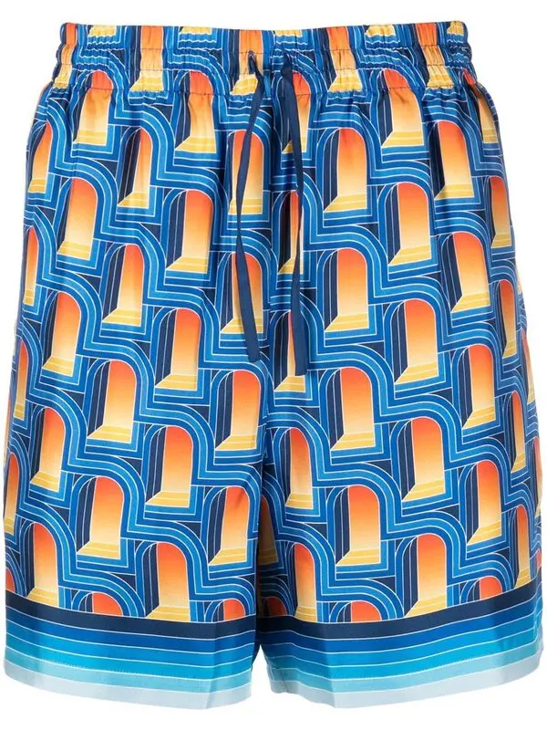 Casablanca L'arche De Nuit Silk Shorts - Blue