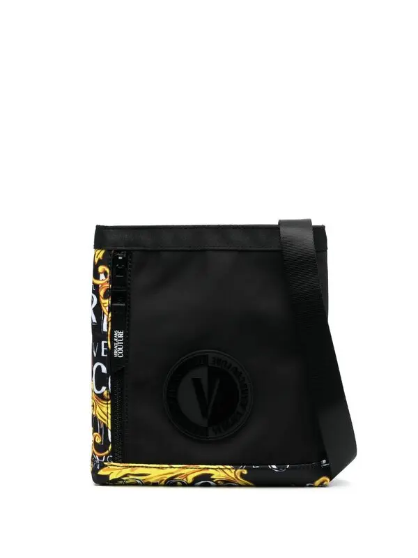 Versace Logo-patch Detail Messenger Bag - Black
