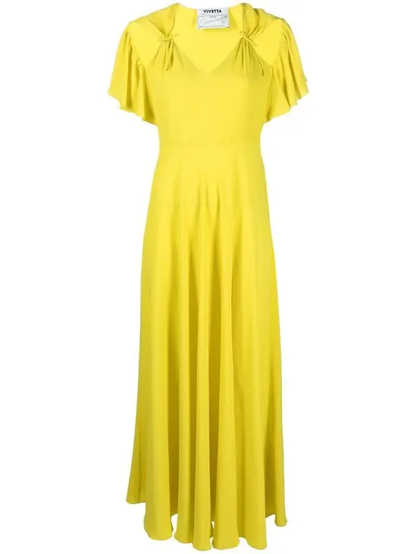 Vivetta Ruched Cut-out Maxi Dress - Yellow
