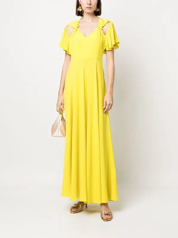 Vivetta Ruched Cut-out Maxi Dress - Yellow