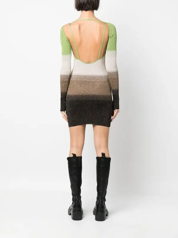 Gcds Knitted Striped Mini Dress - Neutrals