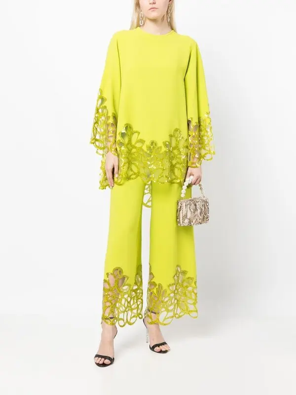 Elie Saab Embroidered Detail Cropped Trousers