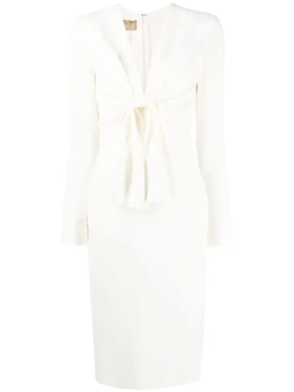 Elie Saab Crêpe Midi Dress - White