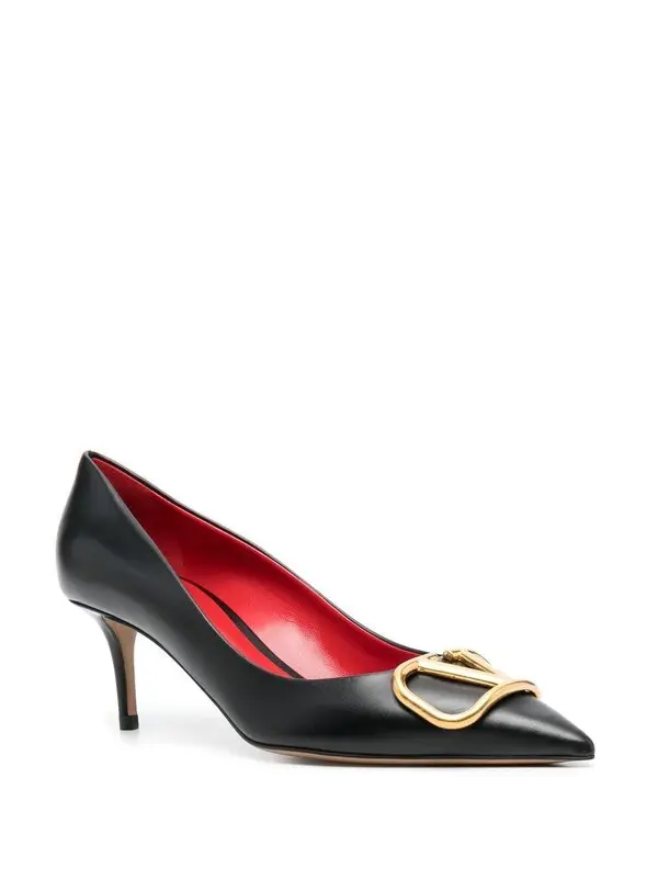 Valentino Garavani Logo-plaque Leather Pumps