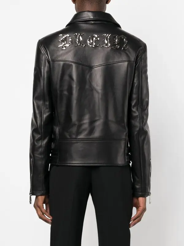 Philipp Plein Rear Logo-plaque Leather Jacket