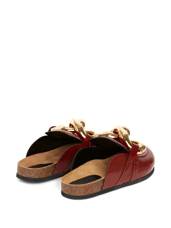 JW Anderson Chain-detail Leather Loafer Mules - Brown