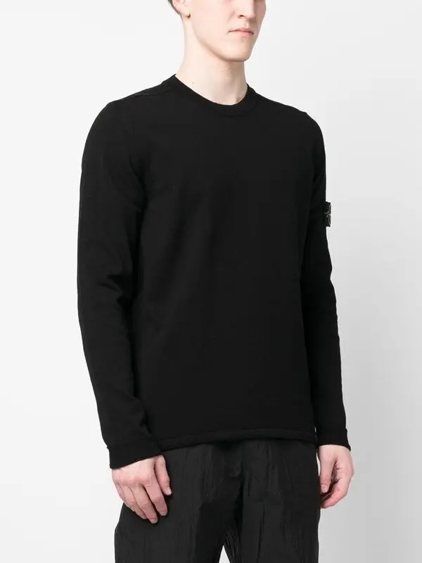 Stone Island Compass Badge Fine Knit Jumper - Black