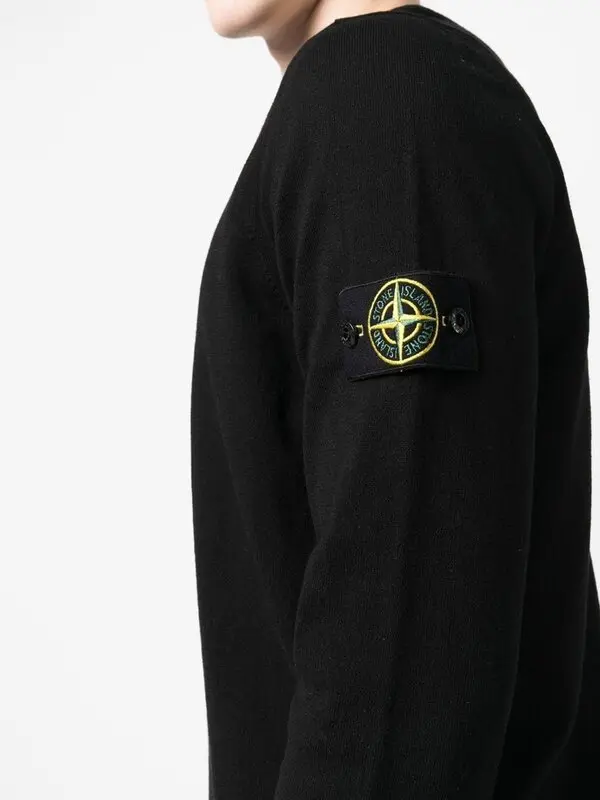 Stone Island Compass Badge Fine Knit Jumper - Black