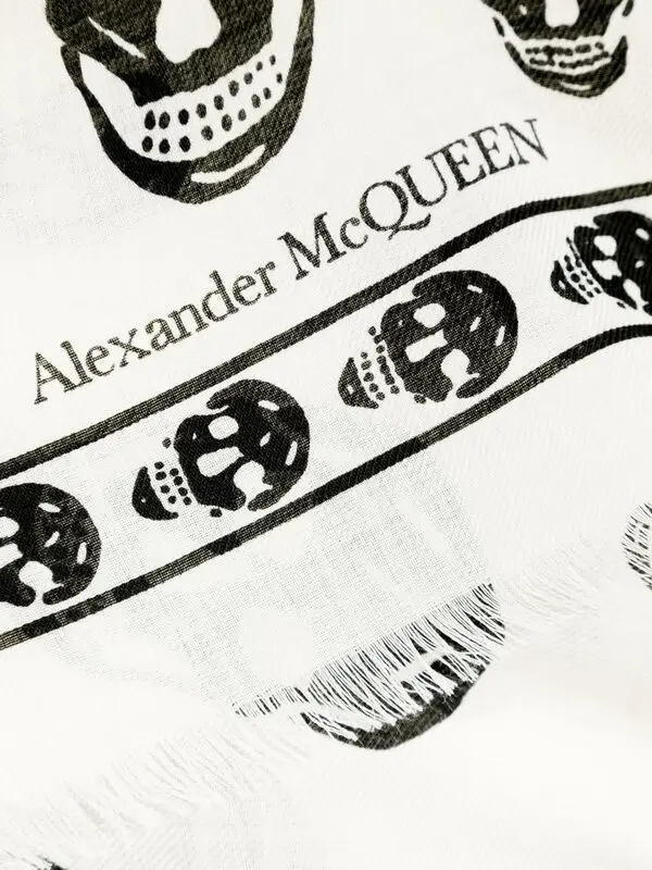 Alexander McQueen Skull-print Wool Scarf - White