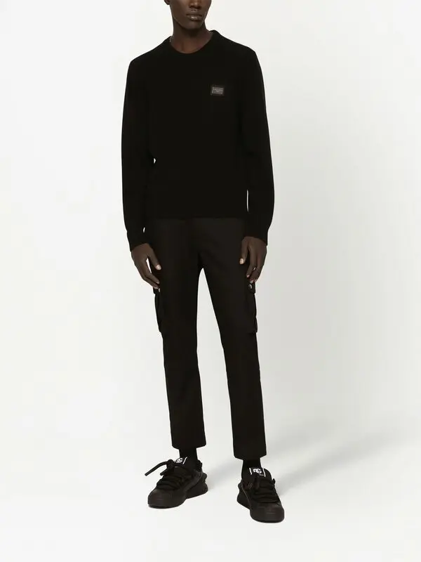 Dolce & Gabbana Logo-tag Wool Jumper - Black