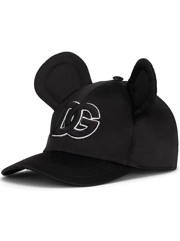 Dolce & Gabbana Velvet Baseball Cap With Animal Ears - Black