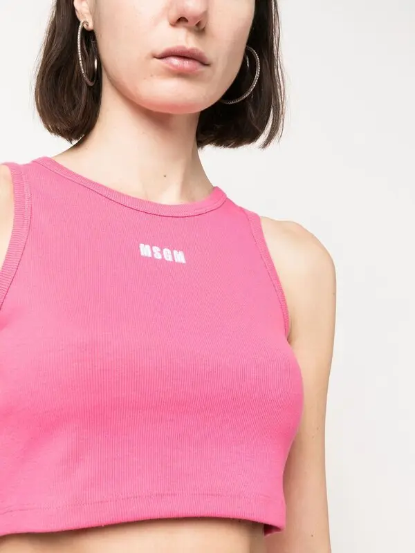 MSGM Logo Cropped Tank Top - Pink