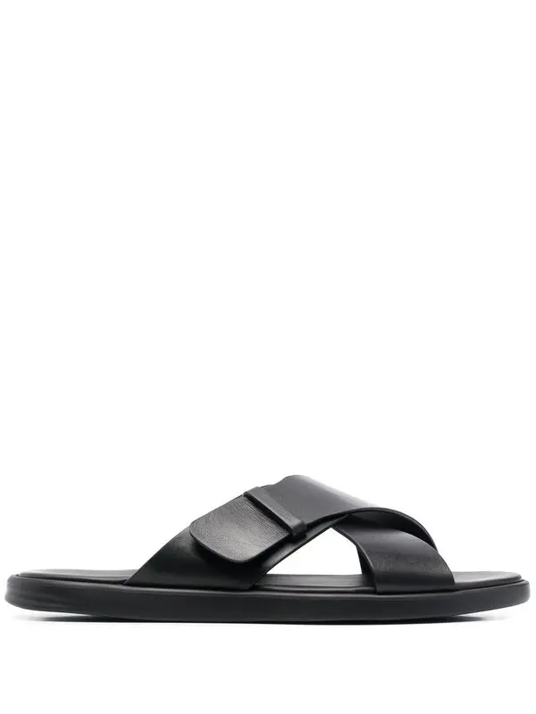DOUCAL'S Open-toe Leather Sandals - Black
