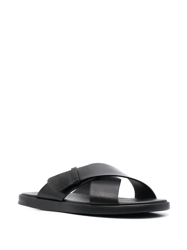 DOUCAL'S Open-toe Leather Sandals - Black
