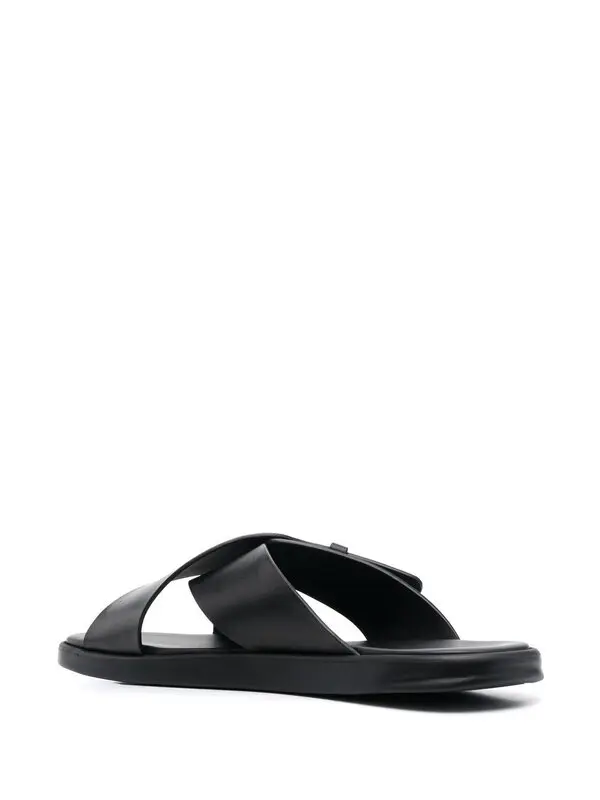 DOUCAL'S Open-toe Leather Sandals - Black