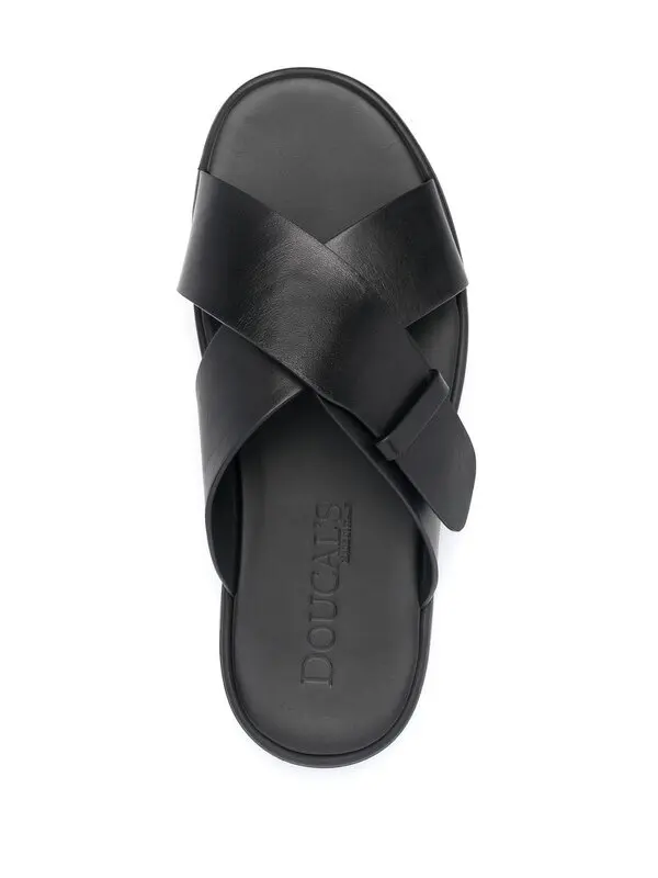 DOUCAL'S Open-toe Leather Sandals - Black