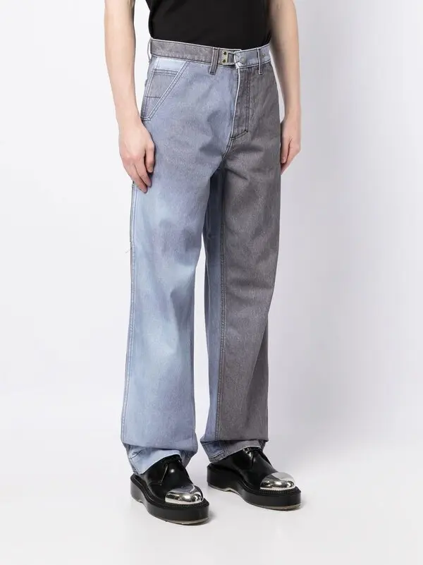 OBJECTS IV LIFE Two-tone Straight Denim Trousers