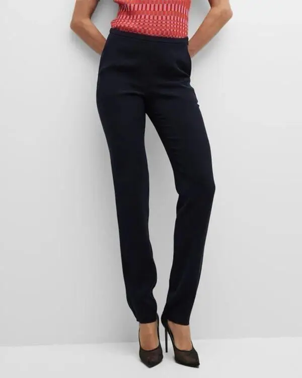 Emporio Armani Straight-leg Stretch Trousers - Navy