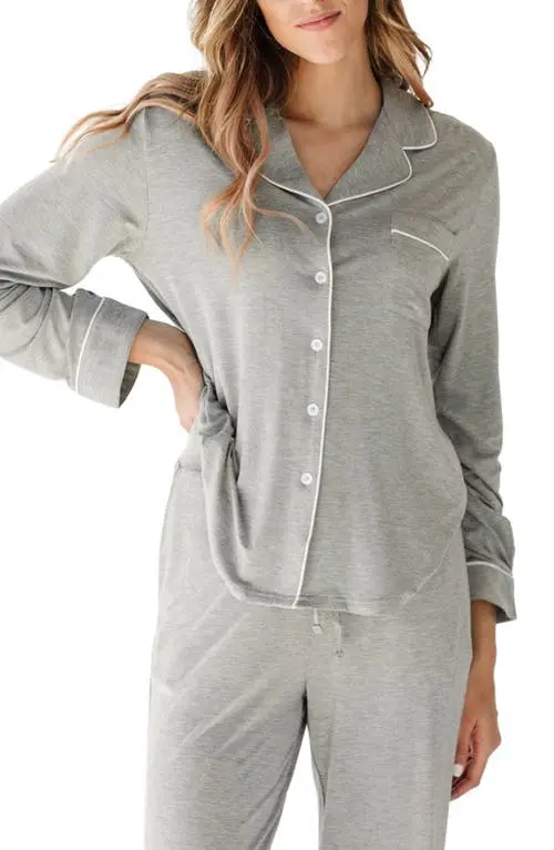Cozy Earth Long Sleeve Knit Pajamas - Grey