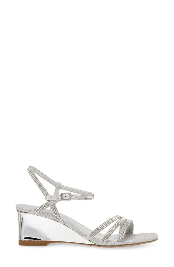 Anne Klein Genie Crystal Strappy Sandal - Silver