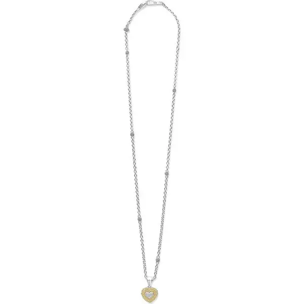 Lagos Caviar Luxe Diamond Heart Pendant Necklace - Gold