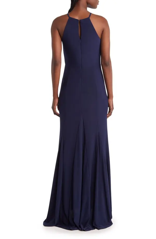 JUMP APPAREL Halter Neck Trumpet Gown - Navy