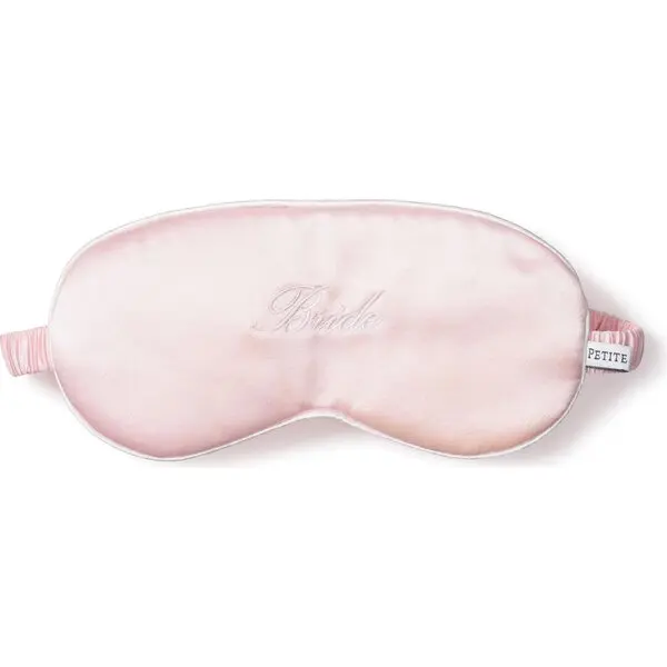 PETITE PLUME Bride Embroidered Silk Sleep Mask - Pink