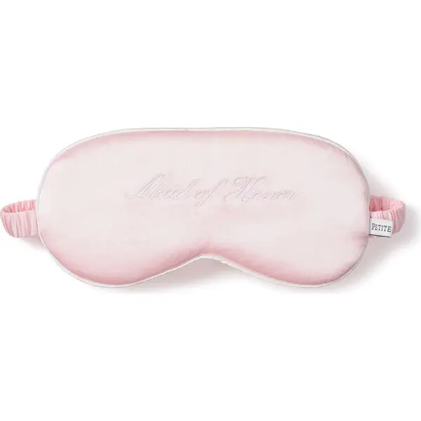 PETITE PLUME Embroidered Silk Sleep Mask - Pink