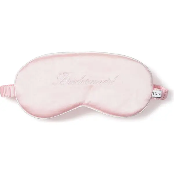 PETITE PLUME Bridesmaid Embroidered Silk Sleep Mask - Pink