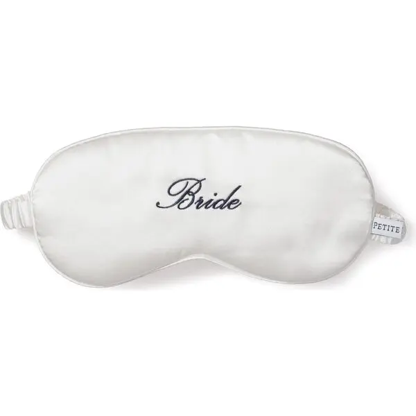 PETITE PLUME Bride Embroidered Silk Sleep Mask - White