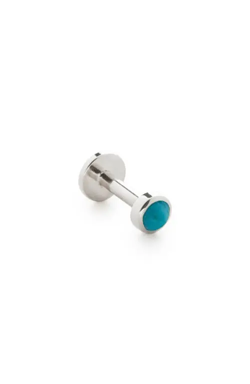 Monica Vinader Mini Turquoise Single Labret Stud - White Gold