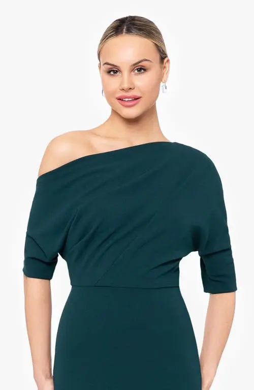 Betsy & Adam One-shoulder Trumpet Gown - Pine