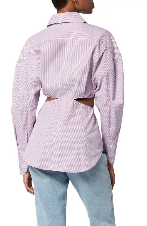 Equipment Alya Cutout Silk Button-up Shirt - Red Multi