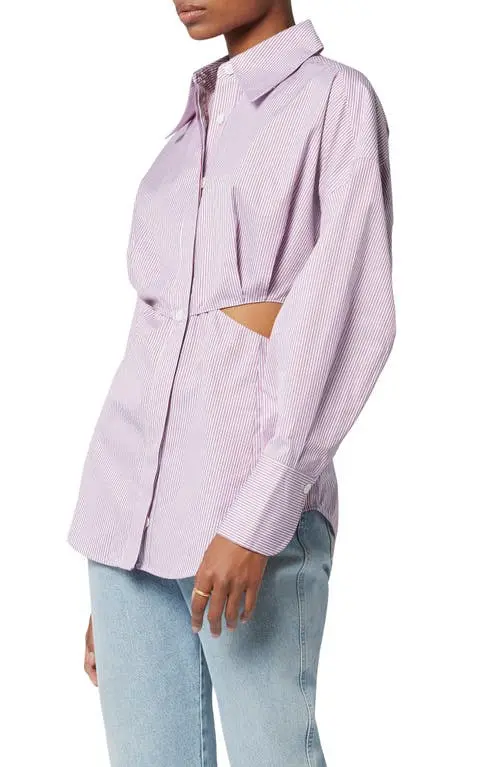 Equipment Alya Cutout Silk Button-up Shirt - Red Multi