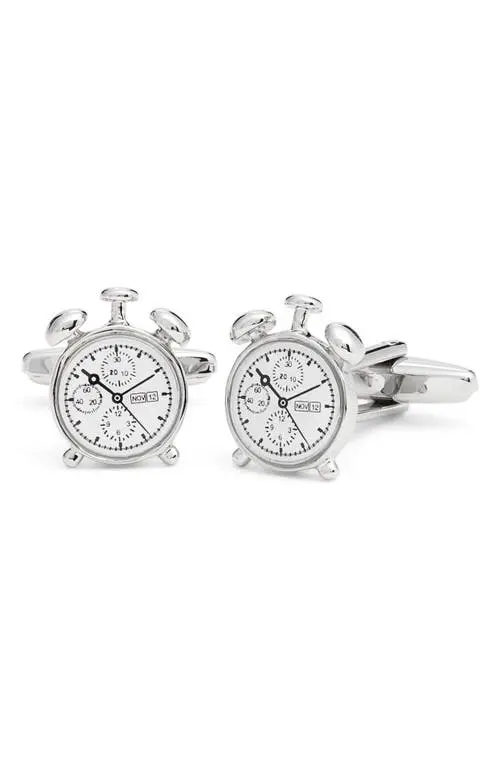 CLIFTON WILSON Tone Clock Cuff Links - Silver