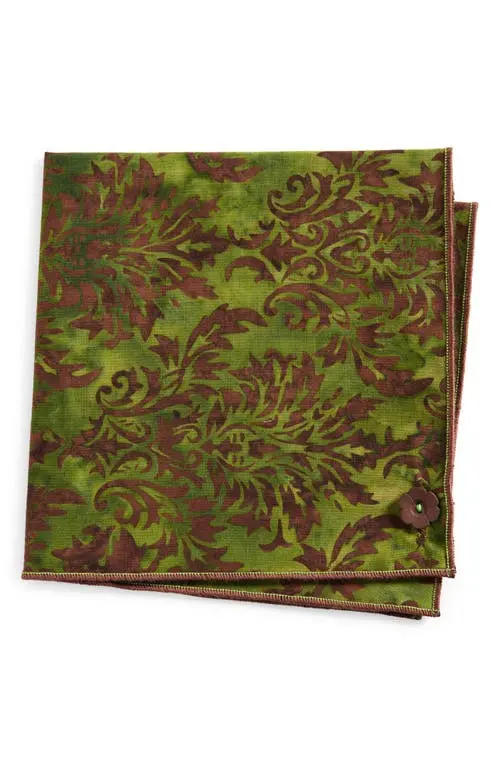 CLIFTON WILSON Print Cotton Pocket Square - Green
