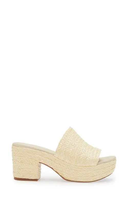 CHOCOLAT BLU Raffia Platform Slide Sandal - Cream Raffia