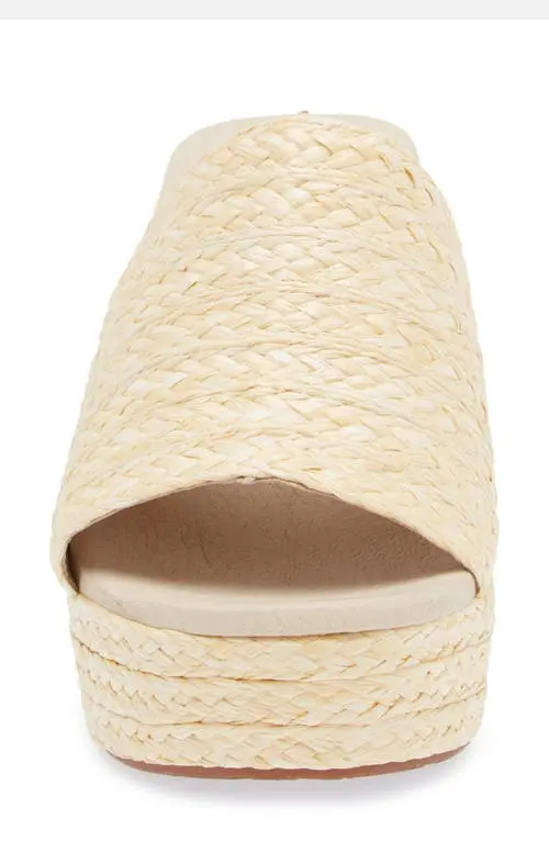 CHOCOLAT BLU Raffia Platform Slide Sandal - Cream Raffia