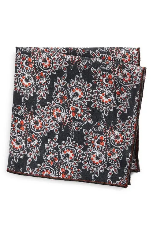 CLIFTON WILSON Print Linen Pocket Square - Black