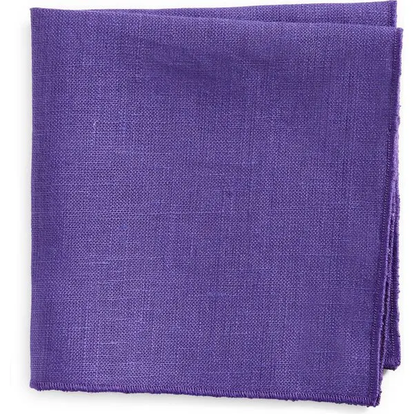 CLIFTON WILSON Solid Linen Pocket Square - Purple