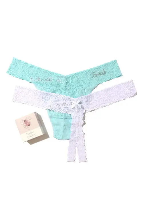 Hanky Panky Naughty Nice Assorted 2-pack Thongs - Celeste/ White