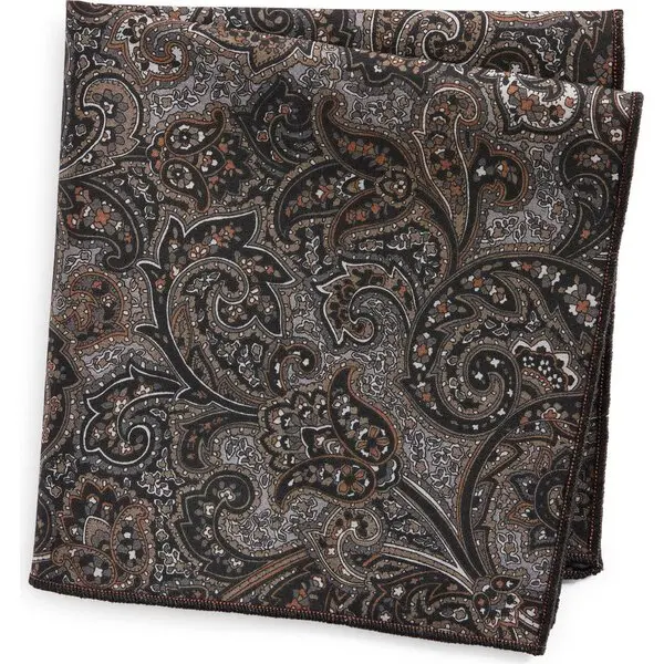 CLIFTON WILSON Print Cotton Pocket Square - Black