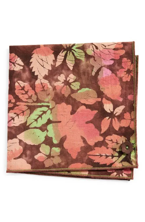 CLIFTON WILSON Print Cotton Pocket Square - Brown