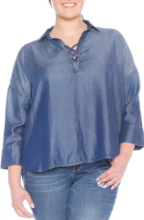 SLINK JEANS Lace-up Top - Midnight