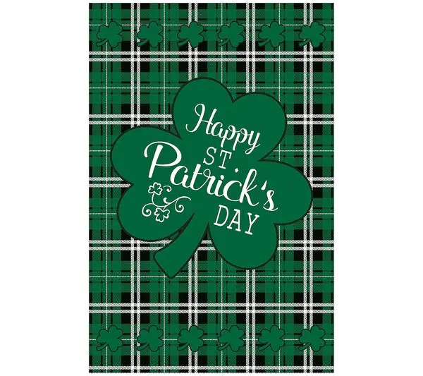 NORTHLIGHT Happy St. Patrick's Day Plaid House Lag 28' X 40 - One-color