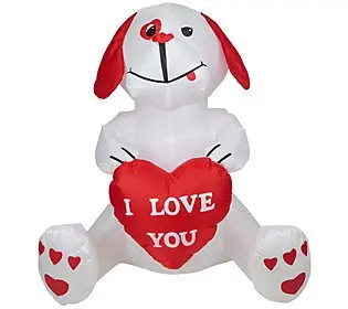 NORTHLIGHT 4' Inflatable Lighted Valentine's Da Doggie Decor - One-color